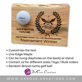 Custom Golf Award Live Edge Wood with Golf Ball - Personalized Golf ...