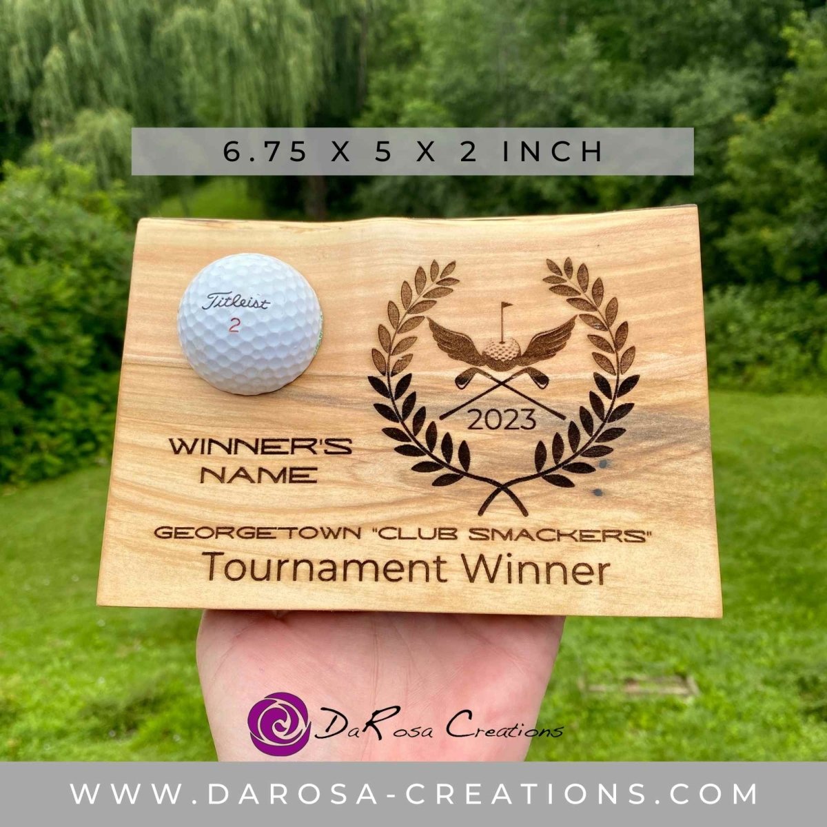 Custom Golf Award Live Edge Wood with Golf Ball - Personalized Golf ...