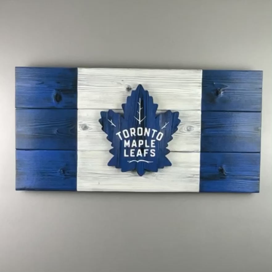 Toronto Maple Leafs Canada Wood Flag 32" x 16", TML Decor - Mancave ...